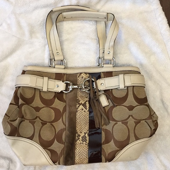 Coach | Bags | Coach Hampton Large Signature Python Handbag | Poshmark